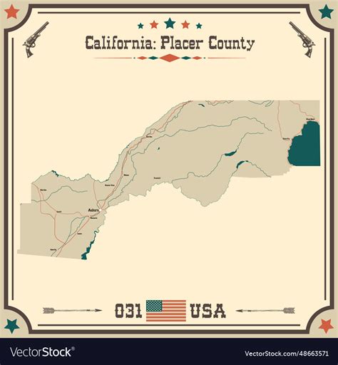 Large And Accurate Map Of Placer County Royalty Free Vector