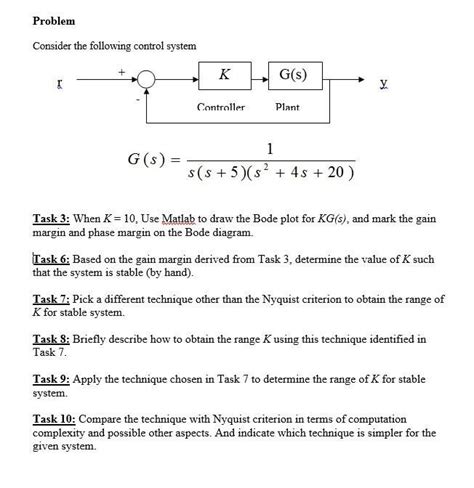 Solved Consider The Following Control System Gs 1ss