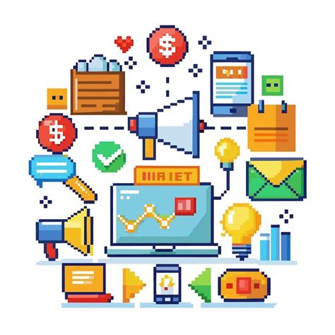 Pixel Art Marketing Perfecto Para El Elemento De Activo De Diseño Vector Vector Premium