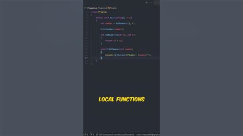 Local Functions And Top Level Statements In C Youtube