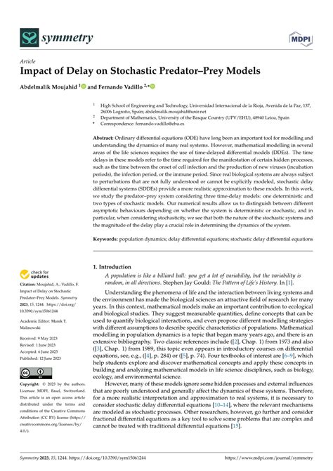 Pdf Impact Of Delay On Stochastic Predatorprey Models