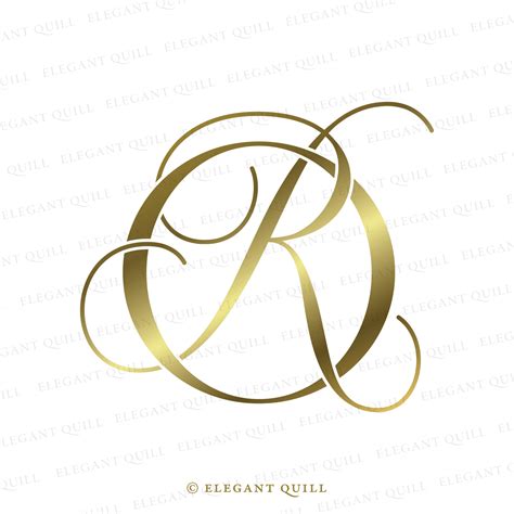 Wedding Initials Ro Logo Elegant Quill