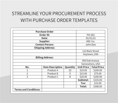 Streamline Your Procurement Process With Purchase Order Templates Excel