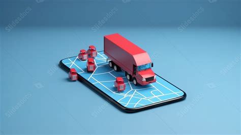 무료 온라인 추적 및 충분한 복사 공간 3d 일러스트레이션을 갖춘 효율적인 물류 트럭 및 스마트폰 배송 Ppt 배경 Slidesdocs
