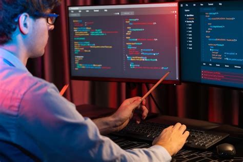 Premium Photo Working IT Developer Pointing With Pencil On Online