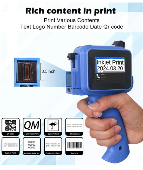 Metal Barcode Logo Batch Qr Code Plastic Card Smart Thermal Expiry Date Handheld Inkjet Printer