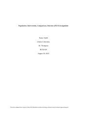 Population Intervention Comparison Outcome PICO Assignment 2 Docx Population Intervention