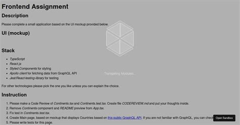 Frontend Assignment 2022 Codesandbox