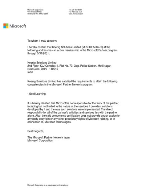 Microsoft Authorization Letter Pdf