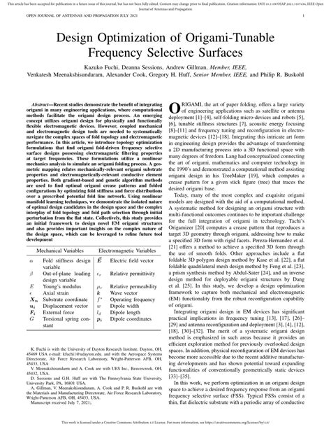 [pdf] Design Optimization Of Origami Tunable Frequency Selective Surfaces