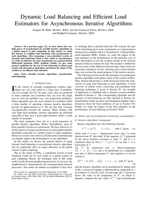 Pdf Dynamic Load Balancing And Efficient Load Estimators For