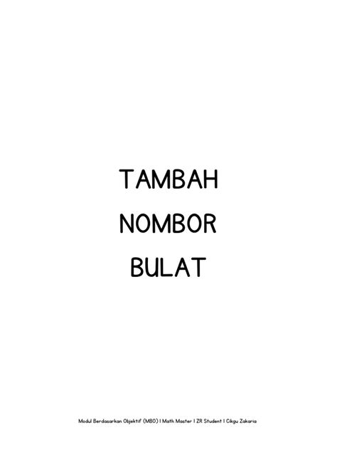Tambah Nombor Bulat Pdf