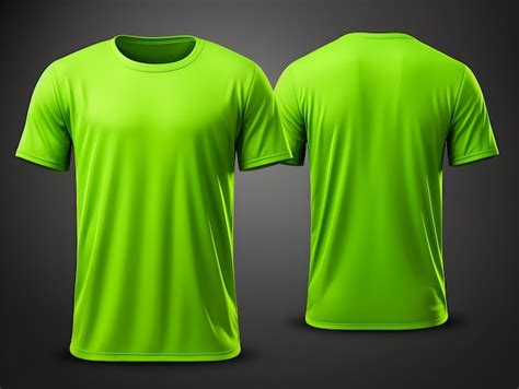 Premium Photo Neon Green T Shirt Front And Back View Clothes On