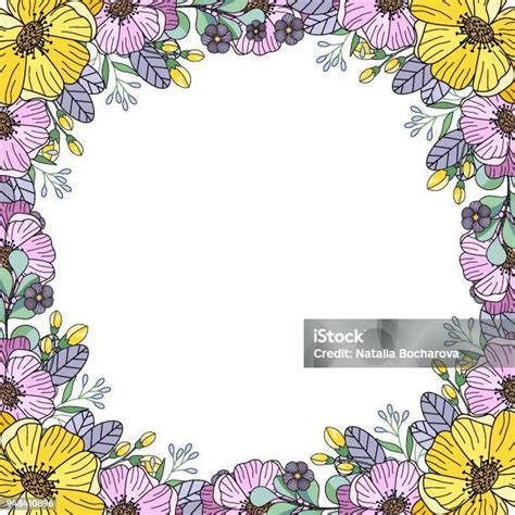 인사말 카드 꽃과 잎으로 초대 디자인 웨딩 꽃 프레임 손으로 그린 꽃 배경 텍스트 Templatevector 그림입니다 결혼식에 대한 스톡 벡터 아트 및 기타 이미지