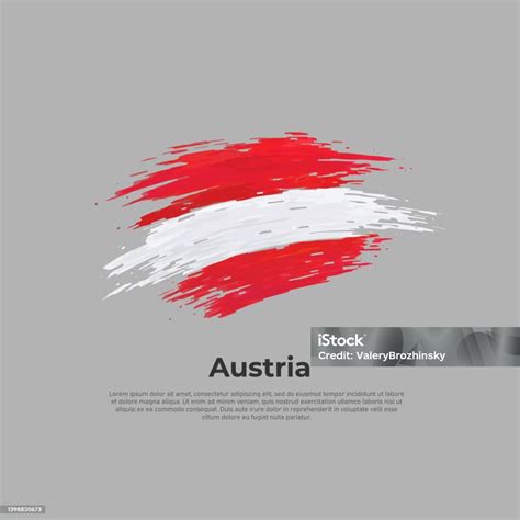 오스트리아 국기 브러쉬 선 오스트리아의 국가 애국 배너 커버 회색 배경에 오스트리아 국기의 줄무늬 색상 벡터 디자인 국가 포스터 템플릿 공간을 복사합니다 텍스트 위치 빈