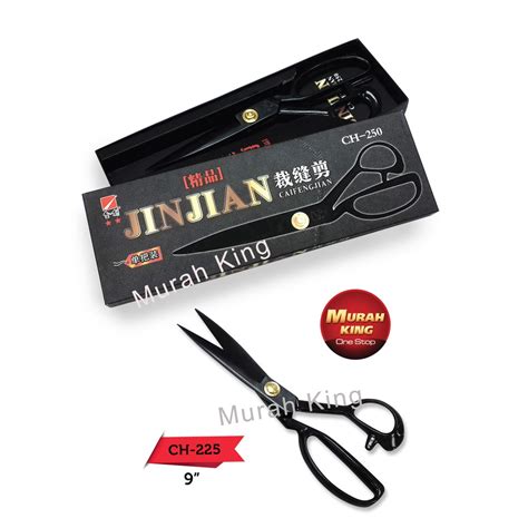 Jinjian Tailoring Scissors Premium Gunting Kain Besi Hitam Jinjian