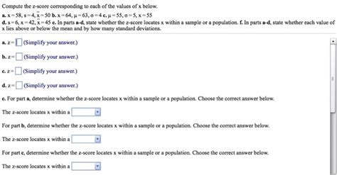 Solved Compute The Z Score Corresponding To Each Of The
