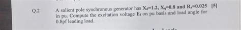 Solved A Salient Pole Synchronous Generator Has Chegg