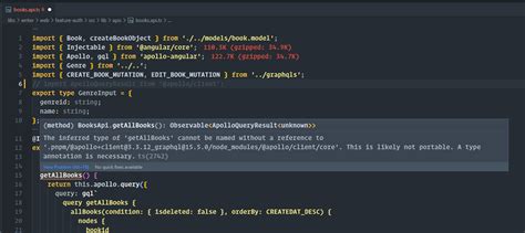 the inferred type of getallbooks cannot be named without a reference to pnpm apollo client