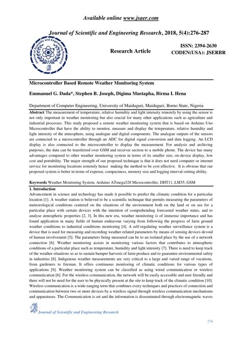 Pdf Microcontroller Based Remote Weather Monitoring System