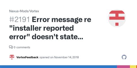 Error Message Re Installer Reported Error Doesnt State Which