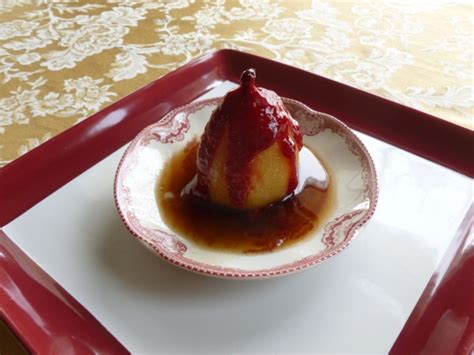 Poached Pears With Raspberry Puree Sauce