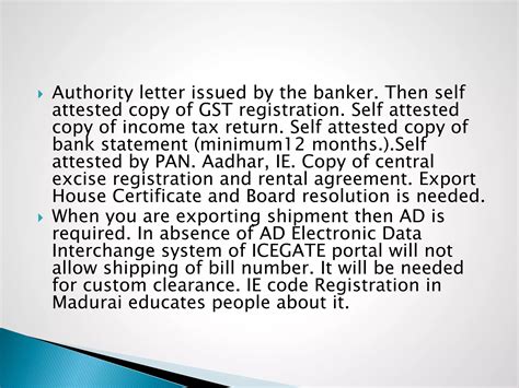 Ie Code Registration In Chennai Ppt
