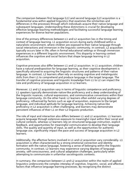 Comparison Between L1 And L2 Pdf