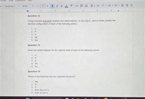 Solved Using Complete Sub Shell Notation Not Abbreviations