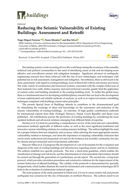 Pdf Reducing The Seismic Vulnerability Of Existing Buildings Assessment And Retrofit