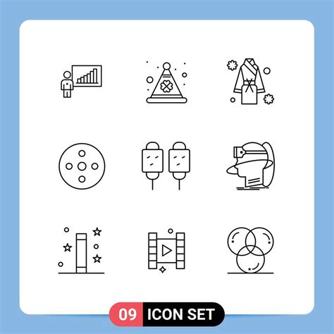 Modern Set Of 9 Outlines And Symbols Such As Storage Footage Irish Camera Reel Shower Editable