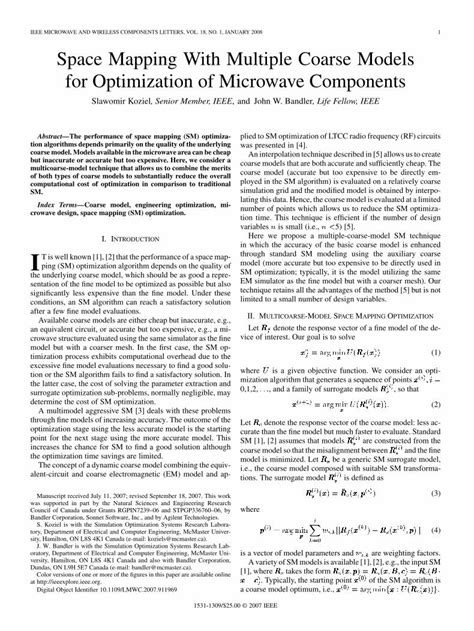 Pdf Space Mapping With Multiple Coarse Models For Optimization Of Microwave Components