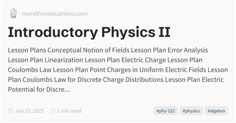 Introductory Physics Ii