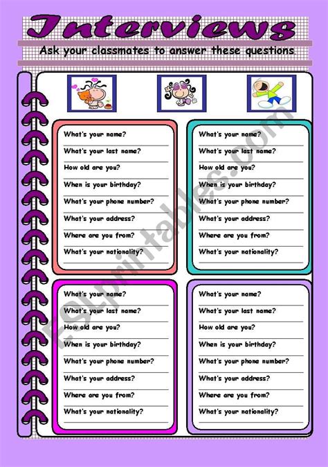 Interviews Esl Worksheet By Blanchiux1