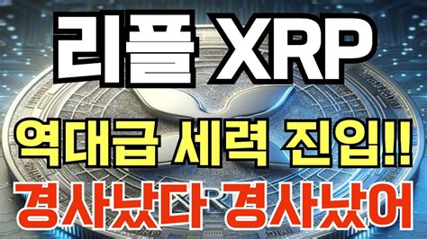 리플 Xrp 역대급 세력 진입 경사났다 경사났어 Youtube