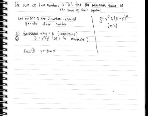 Solved The Sum Of Two Numbers Is K Find The Minimum Value
