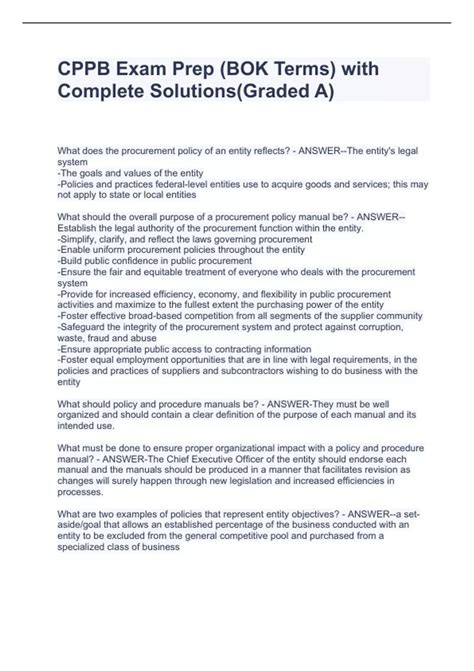 Cppb Exam Prep Bok Terms With Complete Solutions Graded A Cppb Stuvia Us