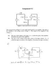 ELG 2138 Assignment 2 Solution Pdf Assignment 2 Figure 1 Small Signal Model Of An