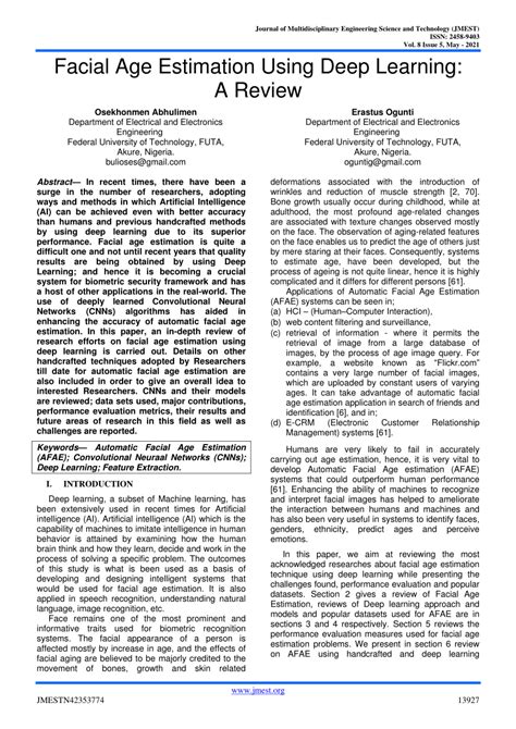 Pdf Facial Age Estimation Using Deep Learning A Review