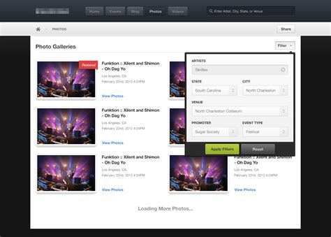 Filter Popover Event Filters Design