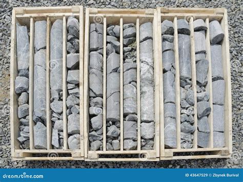 Detail Of Drill Core In The Boxes Ready For Logging Stock Image Image