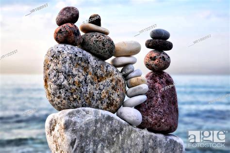 Stacked Pebbles On Beach Stock Photo Picture And Royalty Free Image Pic WR1000997 Agefotostock