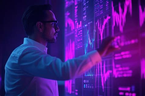 Man Analyzing Data On A Large Screen Premium Ai Generated Image