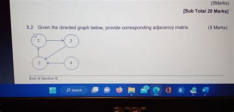 Solved Given The Directed Graph Below Provide Corresponding