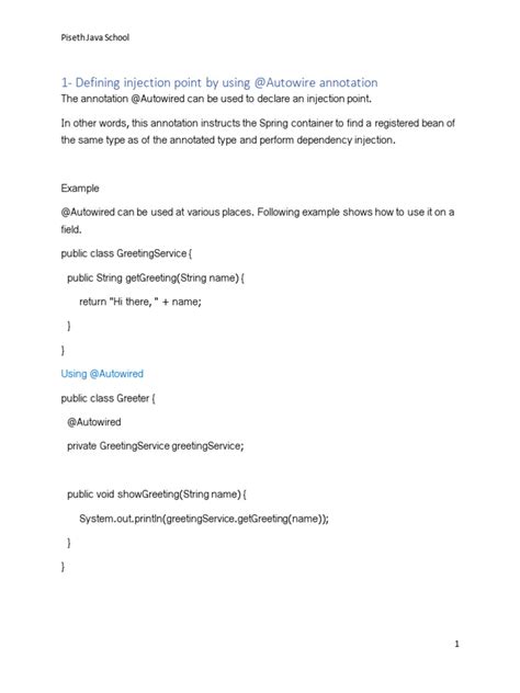 Spring 5 Defining Injection Point Pdf Systems Architecture Computer Programming