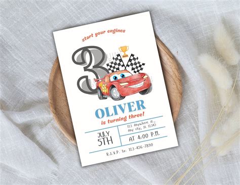 Cars Mcqueen Invitation Lightning Mcqueen Birthday Invitation Cars Birthday Invitation Mcqueen