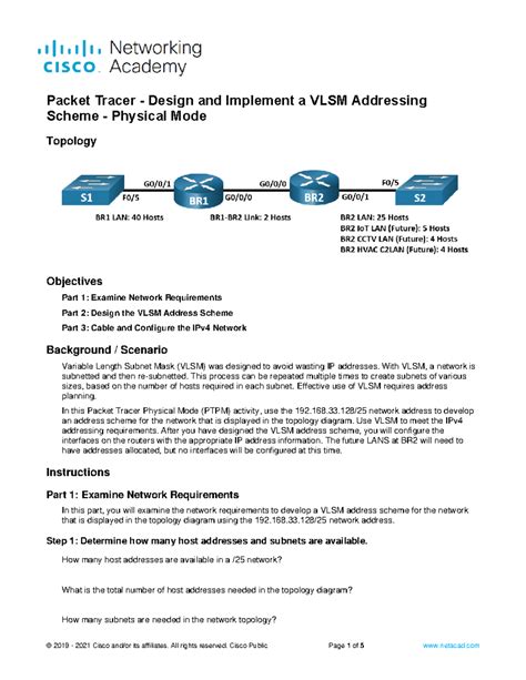 Packet Tracer Physical Mode Packet Tracer Design And Implement A Vlsm Addressing Scheme