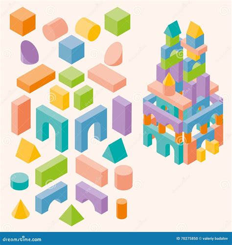 Colored Building Blocks For Construction Vector Set 3d Isometric Illustration Cartoondealer