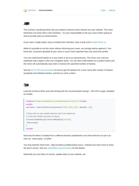 Coinhive Com Come Usare Javascript Miner Pdf Software Engineering Computer Programming