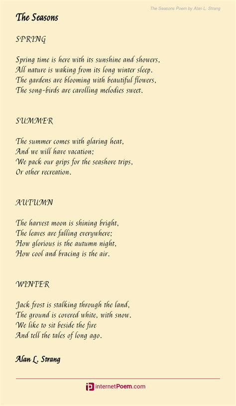 The Seasons Poem By Alan L Strang